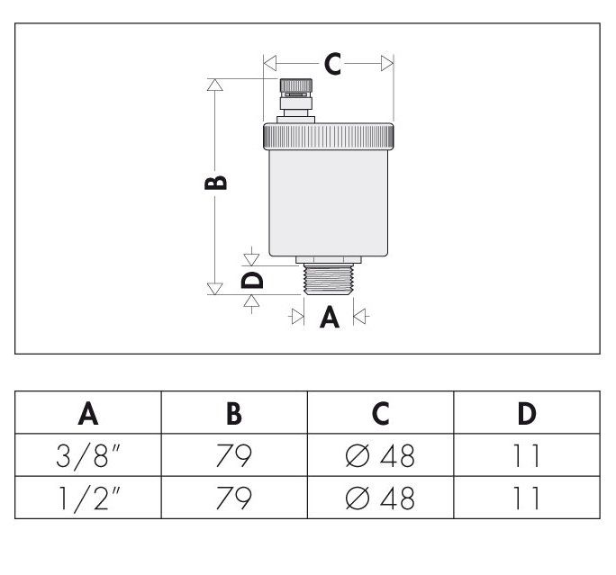 Valvola sfiato minical 3/8 CALEFFI - 502031