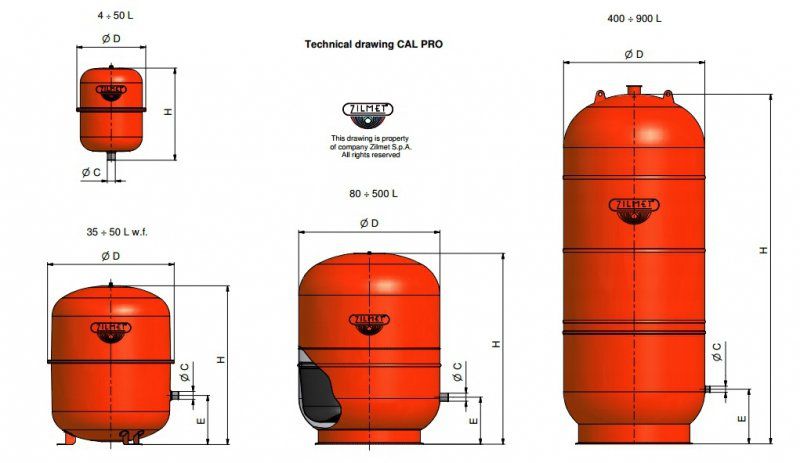 Vaso espansione lt. 200 cal-pro ce italia ZILMET - 1301020000